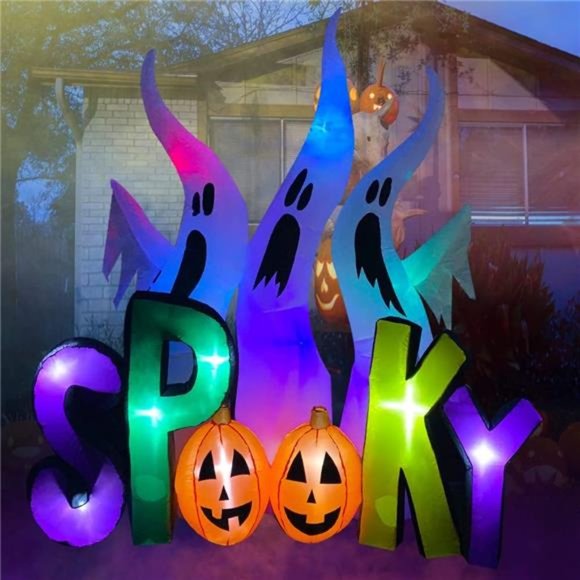 Holiday | 8 Ft Halloween Inflatable Ghosts Family With Spooky Pumpkin ...